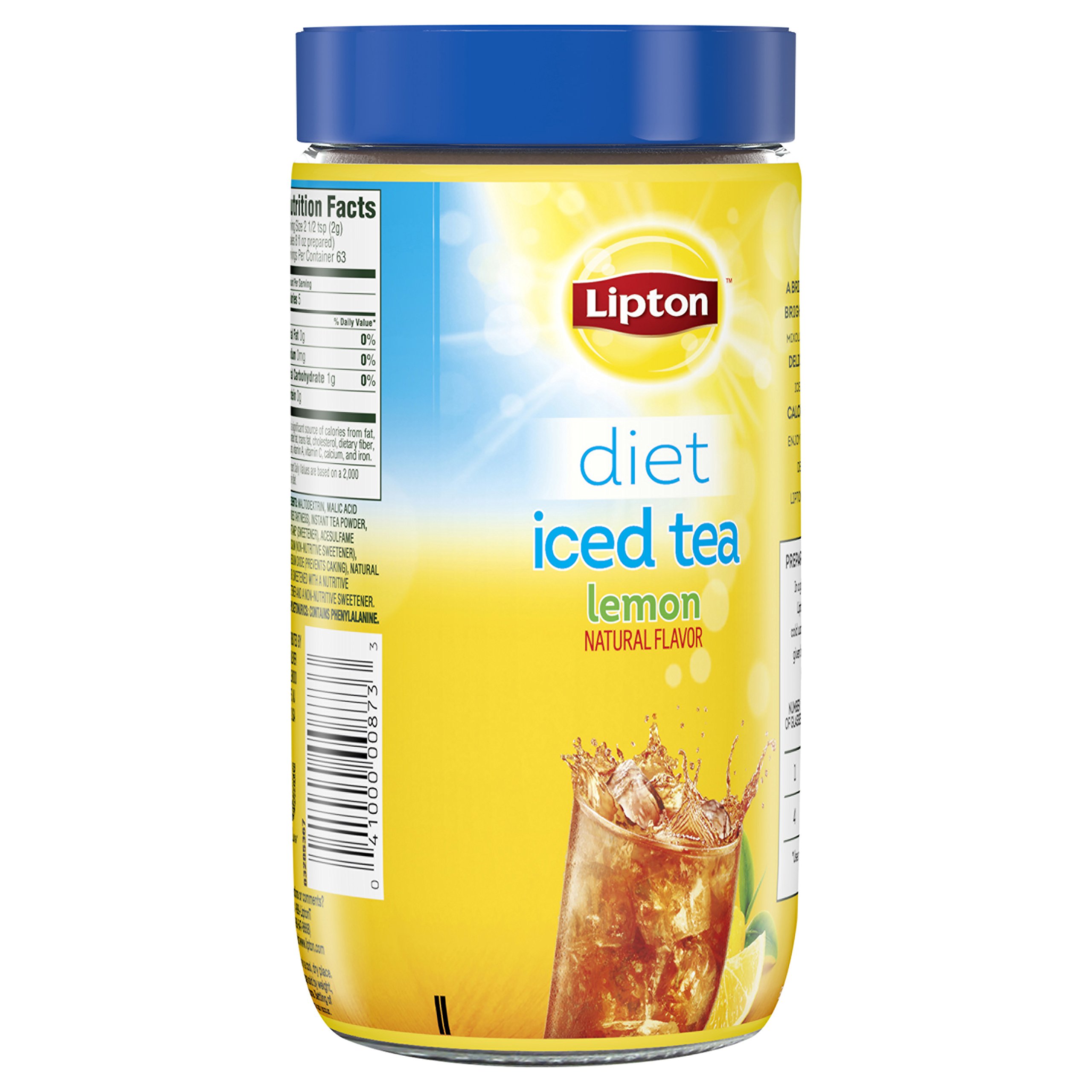 Lipton Diet Iced Tea Mix, Lemon, Makes 15 Quarts (Pack of 2)