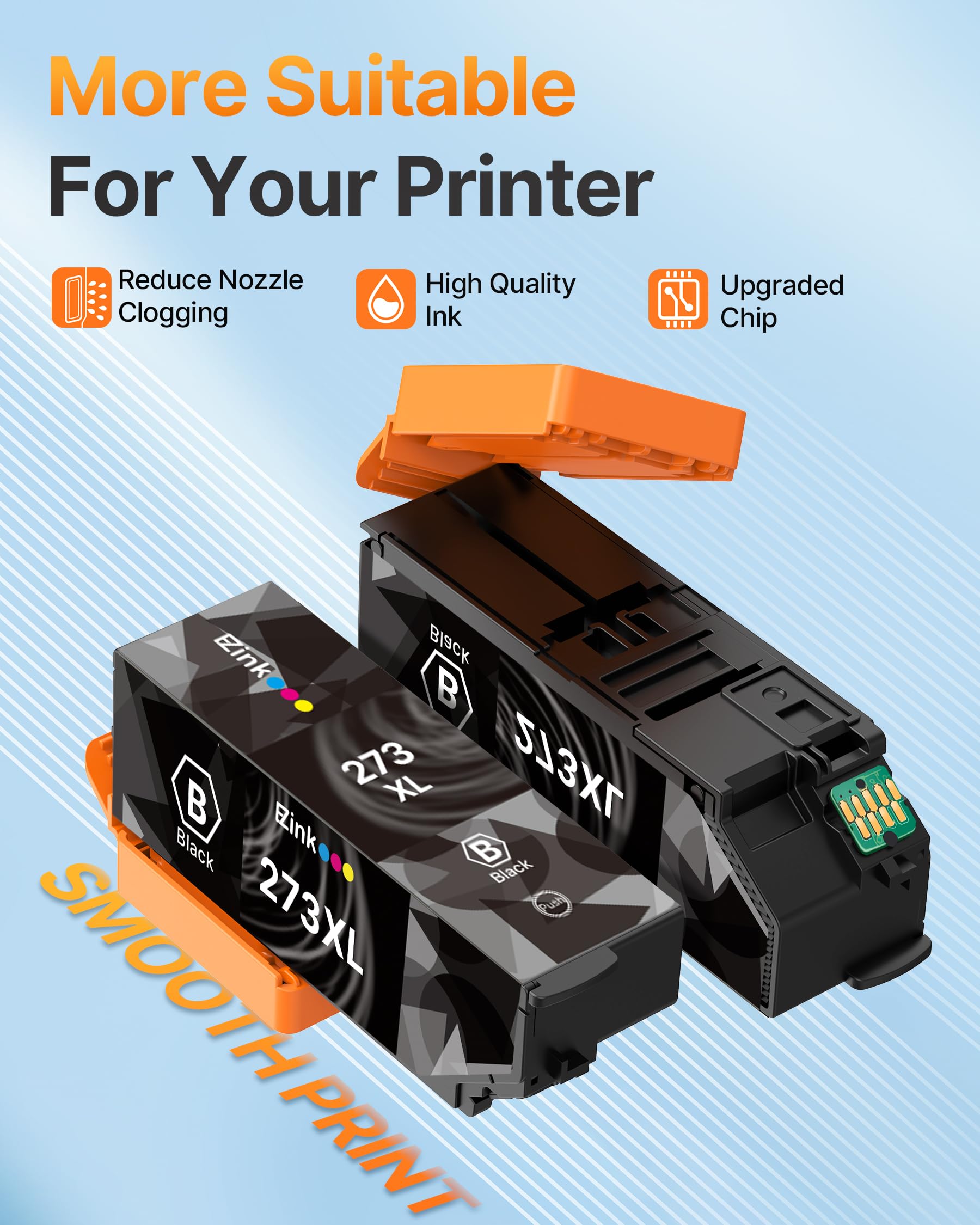 E-Z Ink (TM) Remanufactured Ink Cartridge Replacement for Epson 273XL 273 XL T273XL to use with XP-520 XP-600 XP-610 XP-620 XP-810 XP-820 Printer (2 Black) 2 Pack