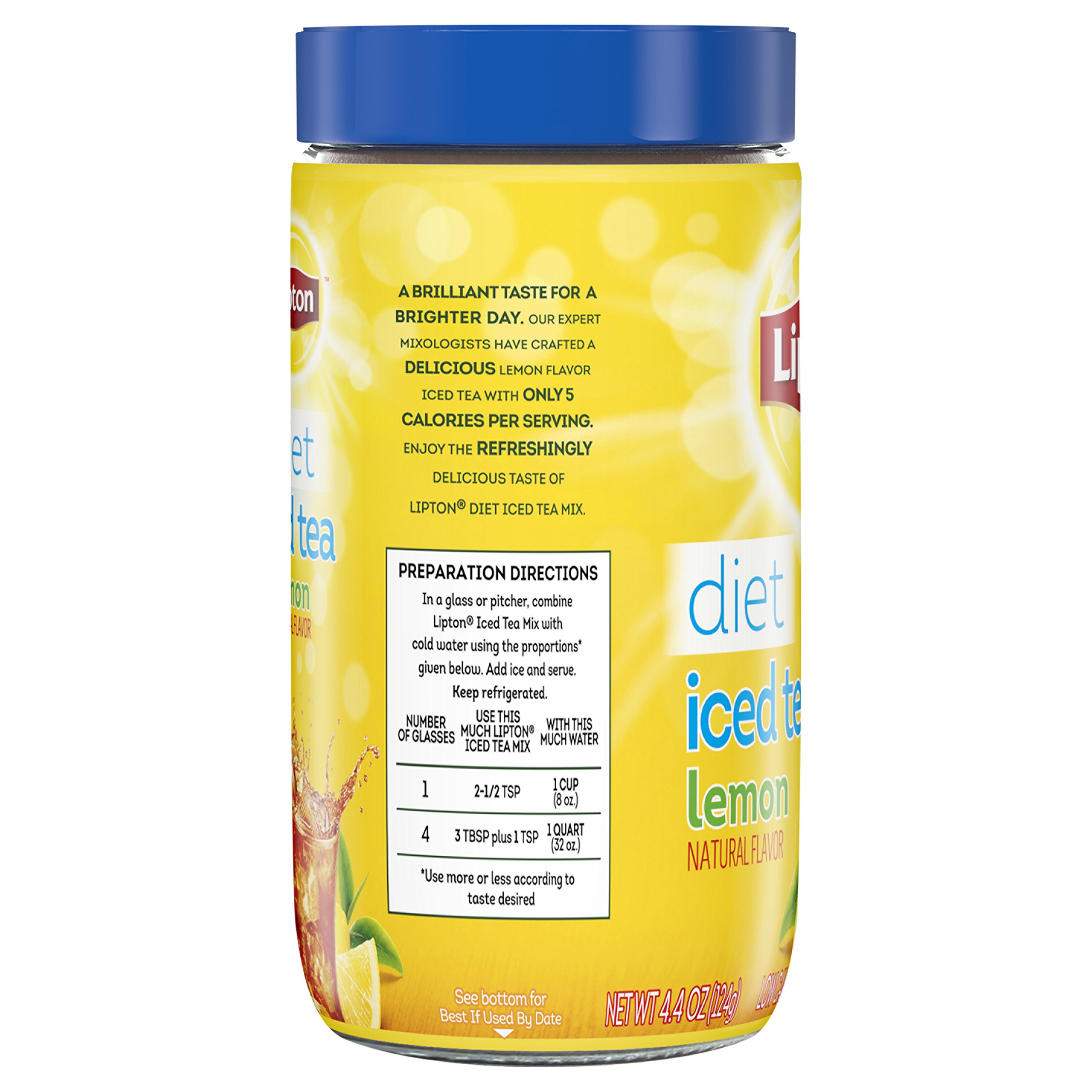Lipton Diet Iced Tea Mix, Lemon, Makes 15 Quarts (Pack of 2)