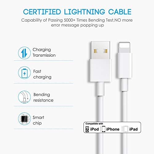 iPhone Charger, 2 Port USB Plug Wall Charger Travel Adapter with MFi Certified 2Pack 3FT Lightning Cable Compatible with iPhone 11 Pro Max/11 Pro/11/Xs Max/Xs/XR/X/8/7/6/SE and More
