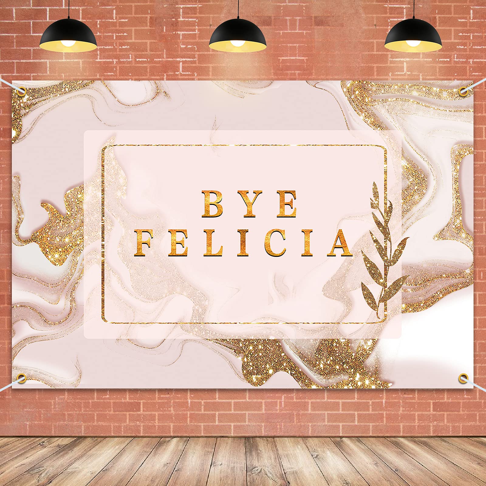 PAKBOOM Bye Felicia Backdrop Banner Party Decorations Supplies for Going Away Moving Job Change Relocating Graduation Farewell Decor – Gold 3.9 x 5.9ft