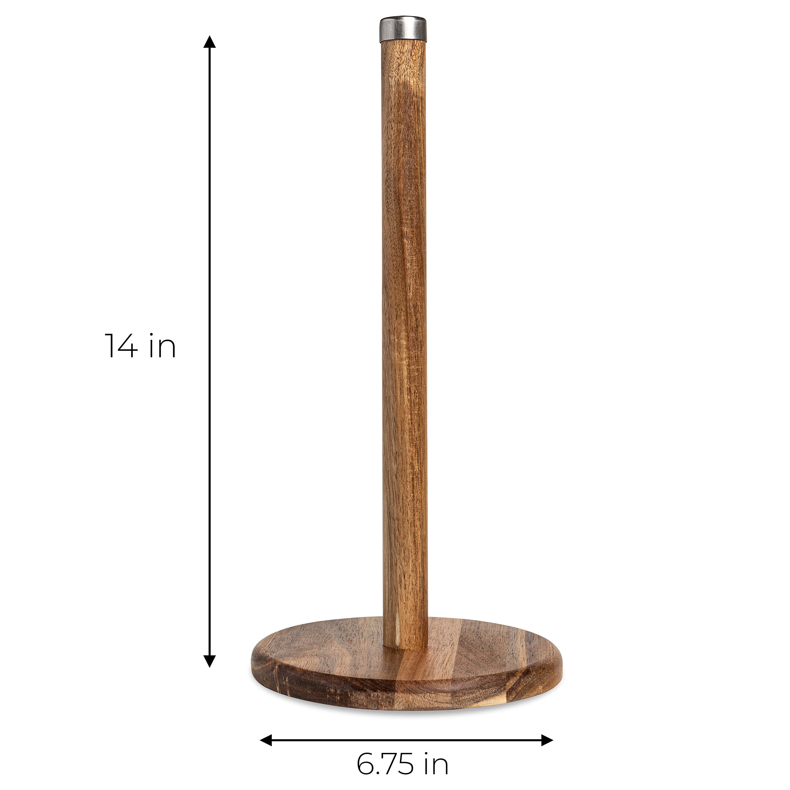 Smart Design Wood Paper Towel Holder - Fits Standard Size Paper Towel Rolls - Kitchen Countertop Stand, Bathroom Organizer Rack, Standing Dispenser - Acacia