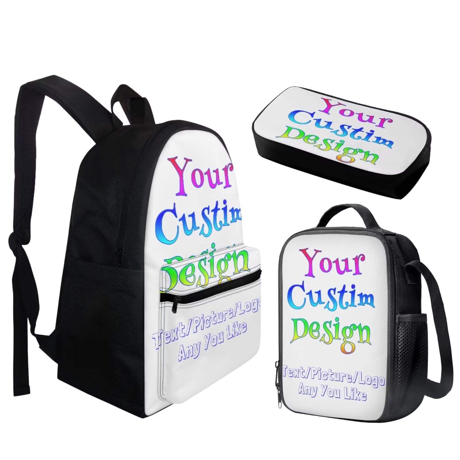 BIGCARJOB Blue Butterflys School Backpack 3 in 1 Bookbags with Lunch Kit Pencil Case for Women Girls