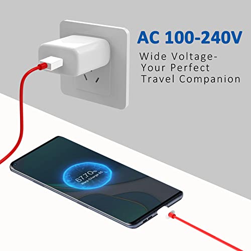 Warp Charger 65W for OnePlus 9R/9RT 5G/9/9 Pro, OnePlus Charger Warp Charge for OnePlus Nord 2 5G/8T/8T+ 5G,USB Wall Plug Block Replacement with Warp Charging USB A to C Cable(3.3ft)
