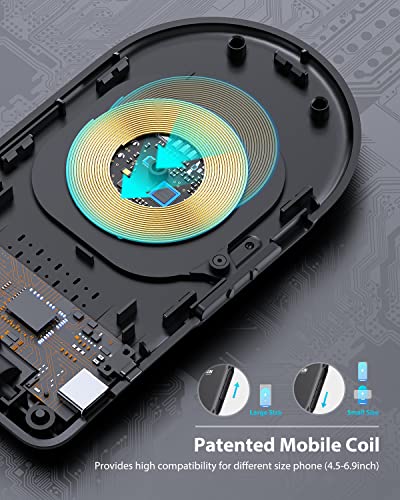 Wireless Charger Stand,15W Fast Charging Pad for Qi Device,Compact Phone Charger Stand for iPhone 14/13/12/11 Pro Max/8 Plus/XR/XS/SE,Pixel 6/5/4,Samsung GalaxyS22/S21/S20/S10/S9/Note20/10(No Adapter)