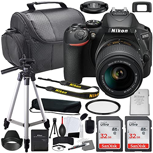 Nikon Intl. D5600 DSLR Camera with 18-55mm VR Lens Bundle (1576) + Accessory Kit Including 64GB Memory, UV Filter, Camera Case & More (Renewed)