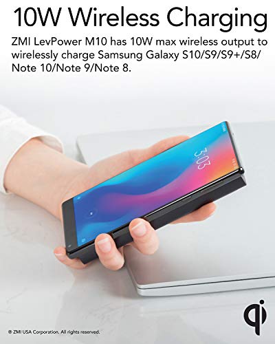 ZMI LevPower M10 MFi & Qi Certified USB PD Portable Charger with USB-C & Lightning Ports, Wireless Power Bank Compatible with iPhone 14/13/12/11/Pro/Max/X/XS/XS Max/8/8 Plus & iPad