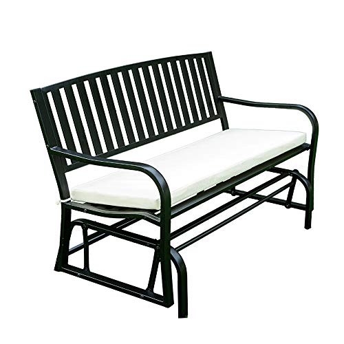 JOZZY Outdoor Garden Bench,Outdoor Garden Double Rocking Chair, Leisure Courtyard Terrace Metal Bench, Comfortable and Durable Outdoor Swing Glider, Weatherproof Steel Frame, for Porch/Backyard