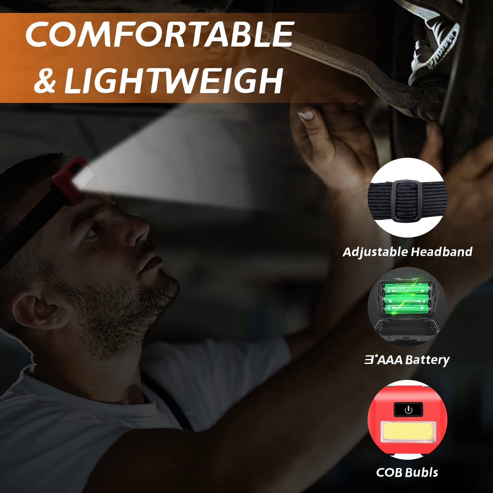Magnetic Wristband Led Headlamp Flashlight, Magnetic Wristband for Holding Screws Men Stocking Stuffers, Christmas Gifts for Dad Valentines Day Gift for Him Husband Magnetic Tool for Carpenter