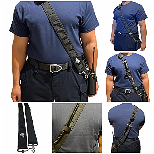 Modern Culture Firefighter EMS Radio Strap (52in. to 63in.), Tactical, Adjustable, Multi- Use, EMS, Firefighter, Police, Ranger, First Responder (Black)