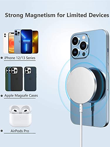 Apple MagSafe Charger - MFi/Qi Certified Wireless Charger with Fast Charging Capability,Type C Wall Charger Pad Compatible with iPhone 14/13/12/AirPods Pro 2 and Android Phone - Lightweight and Thin