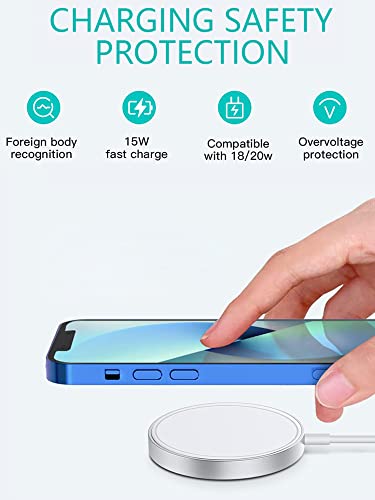 Apple MagSafe Charger - MFi/Qi Certified Wireless Charger with Fast Charging Capability,Type C Wall Charger Pad Compatible with iPhone 14/13/12/AirPods Pro 2 and Android Phone - Lightweight and Thin