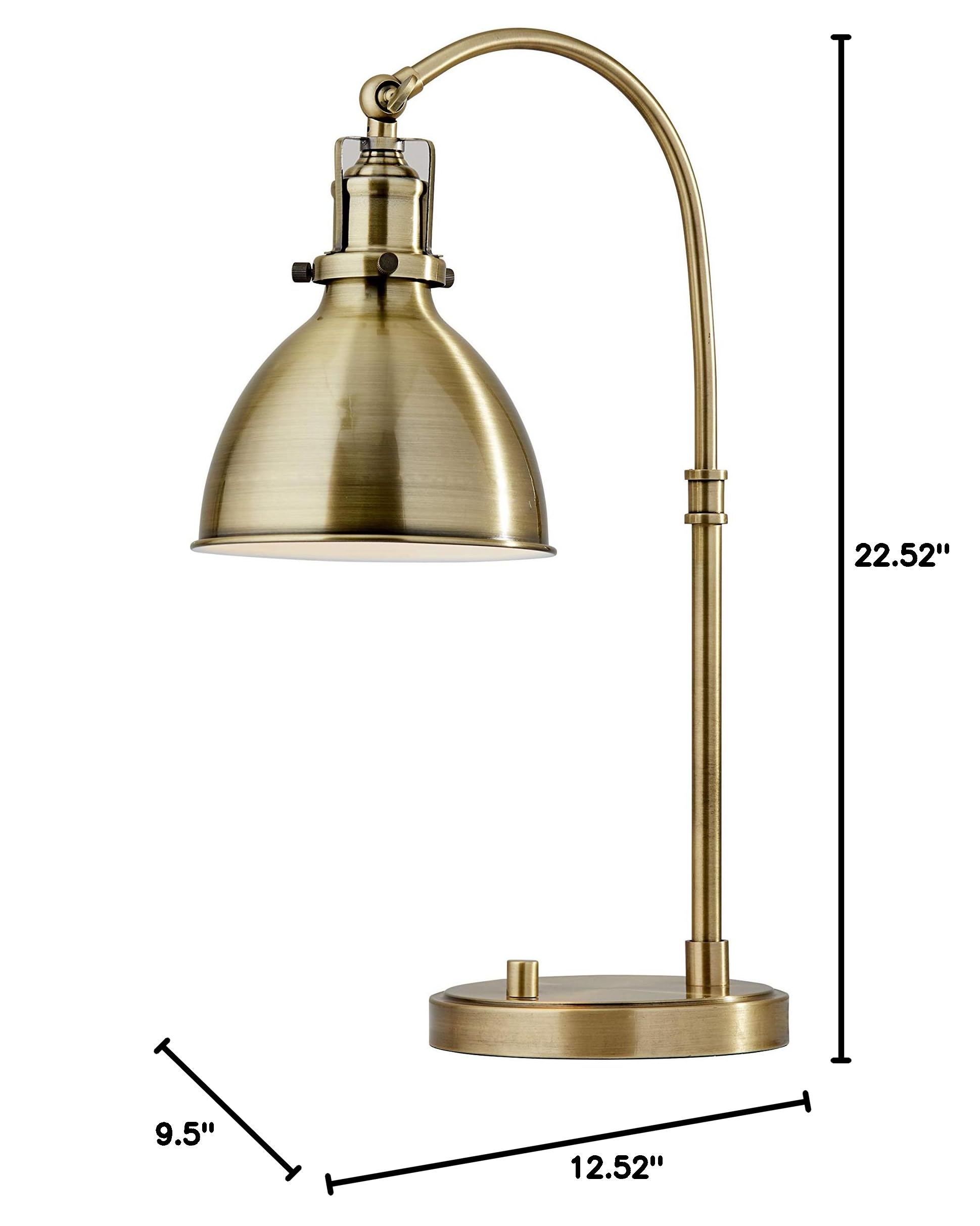 Adesso 3906-21 Abbott Desk Lamp, 20 in, 40W Standard, 40W LED, Antique Brass, 1 Table Light