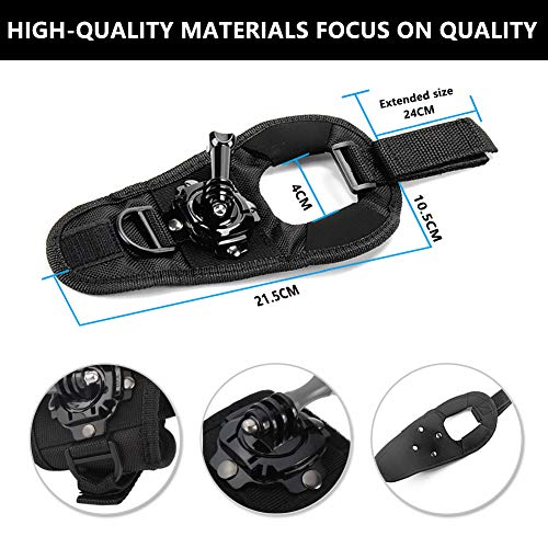 ParaPace 360 Degree Rotation Hand Strap Mount for GoPro Hero 10 9 8 7 6 5 Black Session,Hand Glove Wrist Strap Mount for AKASO Xiaoyi DJI OSMO Action Camera Accessories