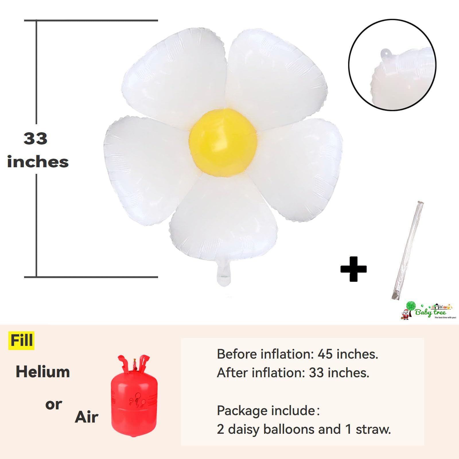 45" Daisy Balloons Party Decorations Party Decor Large White Helium Huge Daisy Flower Birthday Floral Decoration Foil Mylar Balloons 4Pcs