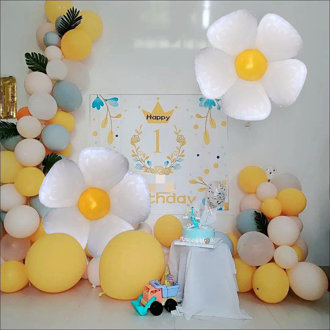 45" Daisy Balloons Party Decorations Party Decor Large White Helium Huge Daisy Flower Birthday Floral Decoration Foil Mylar Balloons 4Pcs