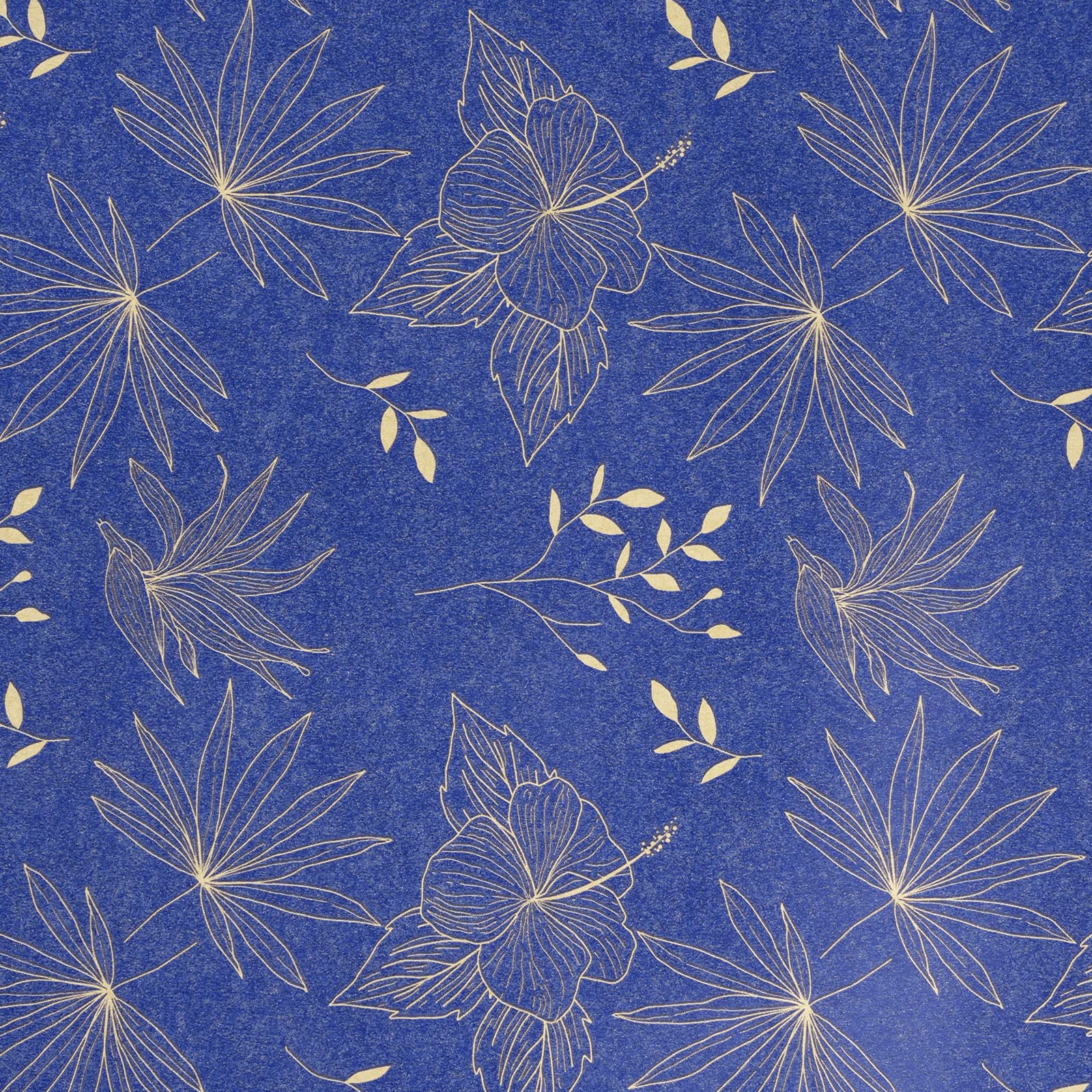RUSPEPA Kraft Wrapping Paper Roll - Blue Flowers and Plants Pattern - 30 Inches x 100 Feet