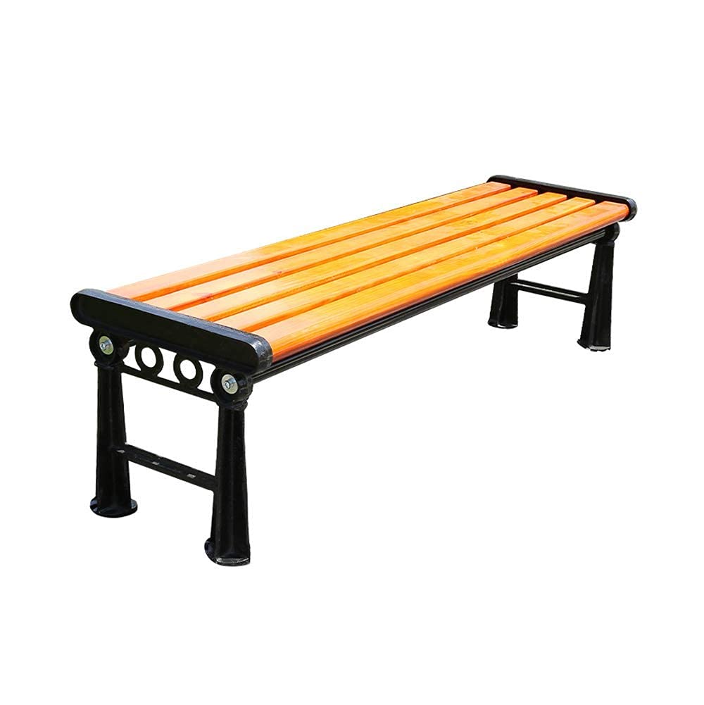 LASEVE Garden Benches, 3-Seater Wooden Outdoor Garden Bench,Cast Iron Frame Courtyard Patio Bench,Leisure Seat Park Bench with Backrest and Armrests,Weatherproof Porch Chair,for Lawn/Working Channel