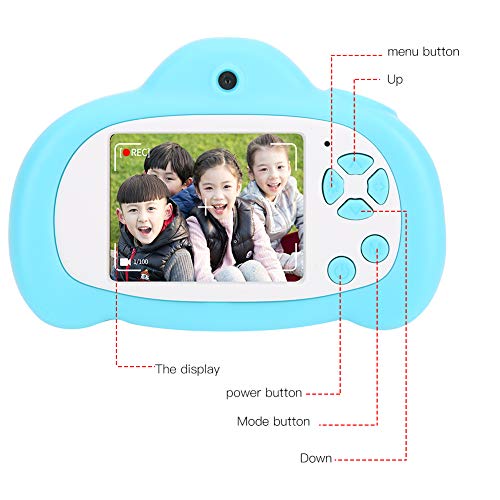 PAKIDS Kids Camera, 2 inch IPS HD Display Screen 1080P Cartoon Kids Camera Children Toy Cameras with Front and Rear Dual Cameras,Mini Camera(Blue) (Color : Blue)