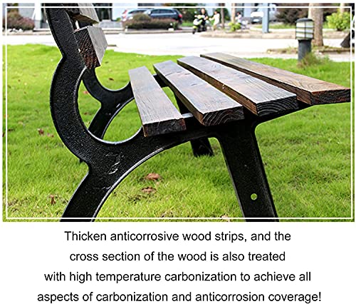 Garden Benches , Patio Bench Park Bench Outdoor Conversation Couch, Solid Wood Garden Bench with Backrest, Outdoor Wooden Park Bench, Cast Iron Tripod Rust- Proof Retro Patio Furniture (Size : 120cm)