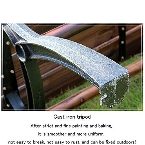 LASEVE Garden Benches, Solid Wood Garden Bench with Backrest, Outdoor Wooden Park Bench, Cast Iron Tripod Rust-Proof Leisure Retro Patio Furniture Patio Bench, 120cm/150cm