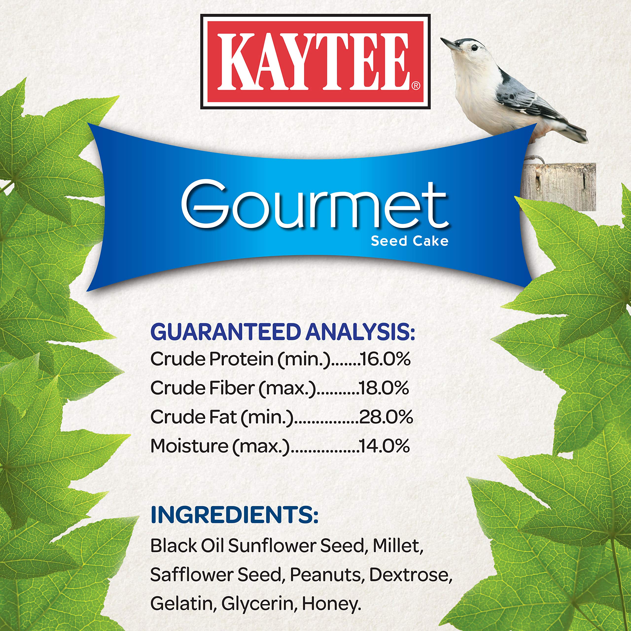 Kaytee Wild Bird Gourmet Seed Cake for Cardinals, Chickadees, Juncos, Titmice, Woodpeckers and More, 2 Pounds (Pack of 2)