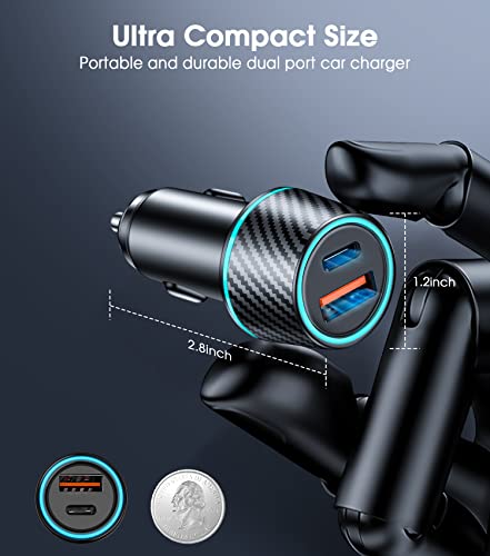 Car Charger, USB C Car Charger Adapter, 48W iPhone 14 Pro Max Car Charger, udaton Durable Dual Port Delivery Cigarette Lighter USB C Car Charging Block Compatible for Apple Watch iPhone 14 13 Pro Max