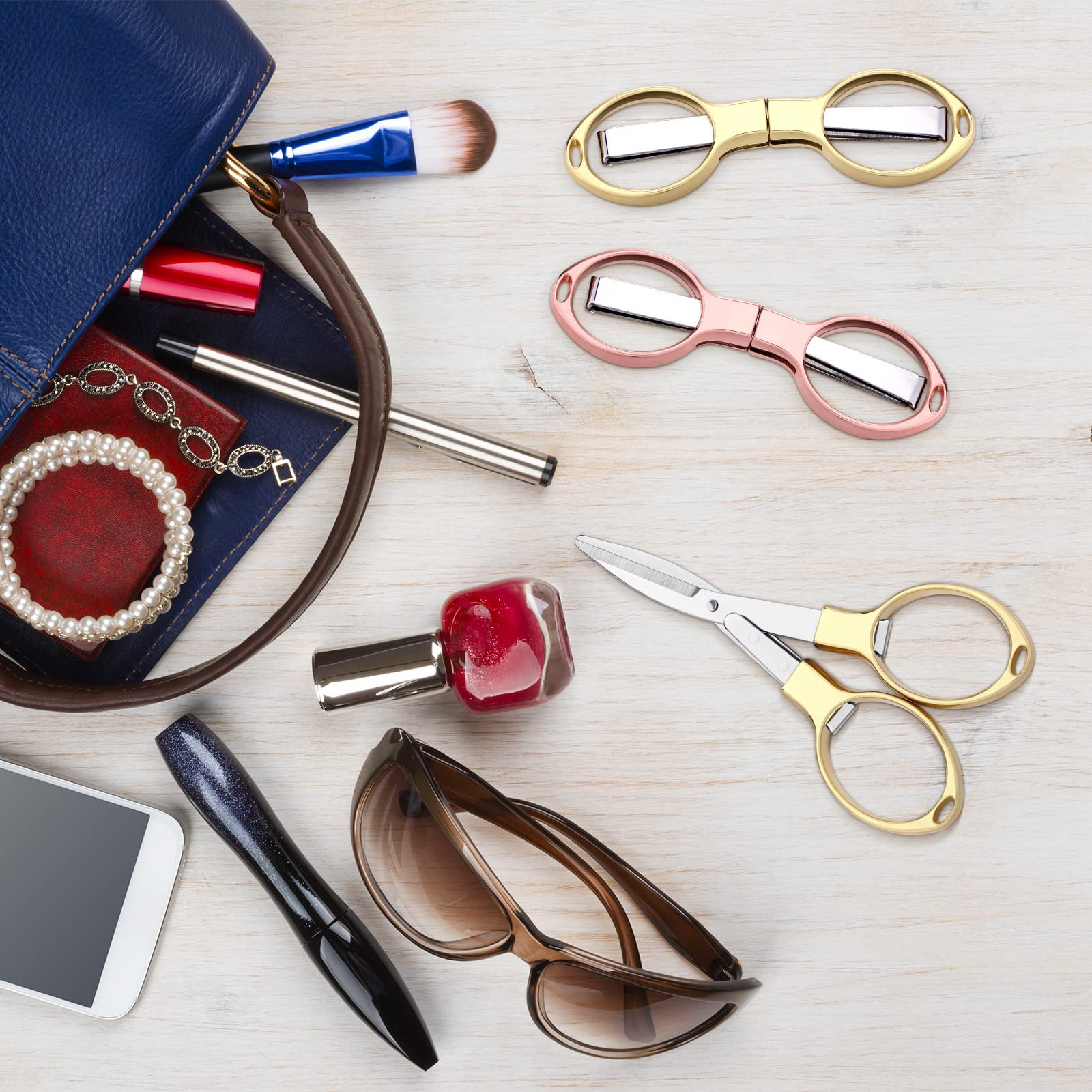 Stainless Steel Scissors Anti Rust Folding Scissors Glasses Shaped Mini Shear for Home and Travel Use (6)