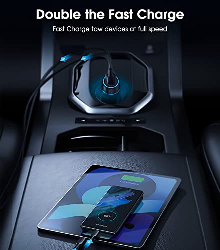 Car Charger, USB C Car Charger Adapter, 48W iPhone 14 Pro Max Car Charger, udaton Durable Dual Port Delivery Cigarette Lighter USB C Car Charging Block Compatible for Apple Watch iPhone 14 13 Pro Max