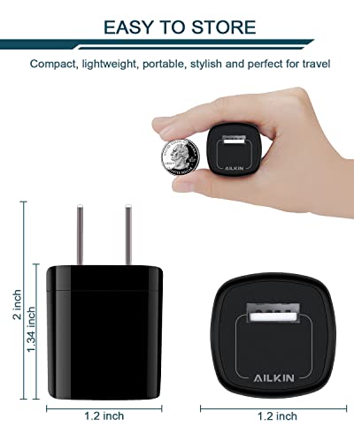 [5Pack/1Port] USB AC Charger Adapter, Wall Plug Fast Charging Outlet Power Box Cube for iPhone 14 13 12 11 Pro Max/Mini SE X XR XS, iPad, Samsung S22 S21 S20 S10 S9 Android Phones Multiple Brick Block