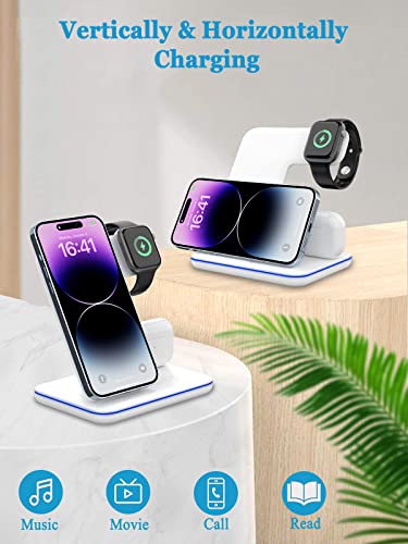 Wireless Charger 3 in 1, Any warphone Wireless Charging Station for Multiple Devices, Charger Station Compatible with iPhone 14/13/12/11/Pro/Max/XS/XR/X/8, iWatch 8/7/6/SE/5/4/3/2, AirPods Pro/3/2/1