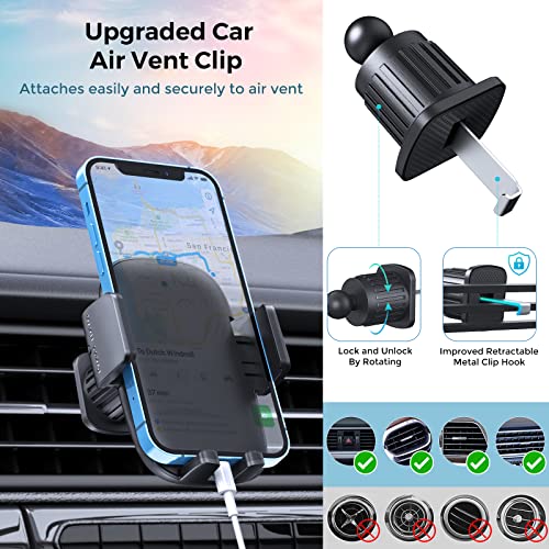 TRONWIN Car Phone Holder Mount 4 in 1 Suction Cup Cell Phone Holder for Car Dashboard Windshield Air Vent Car Phone Mount Dashboard Compatible with iPhone Samsung LG