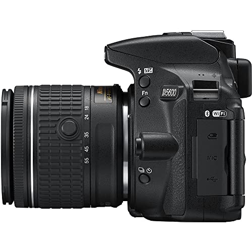 Nikon D5600 24.2MP DSLR Digital Camera with 18-55mm and 70-300mm Lenses (1580) Deluxe Bundle with 64GB SD Card + Large Camera Bag + Filter Kits + Spare Battery + Telephoto Lens (Renewed)