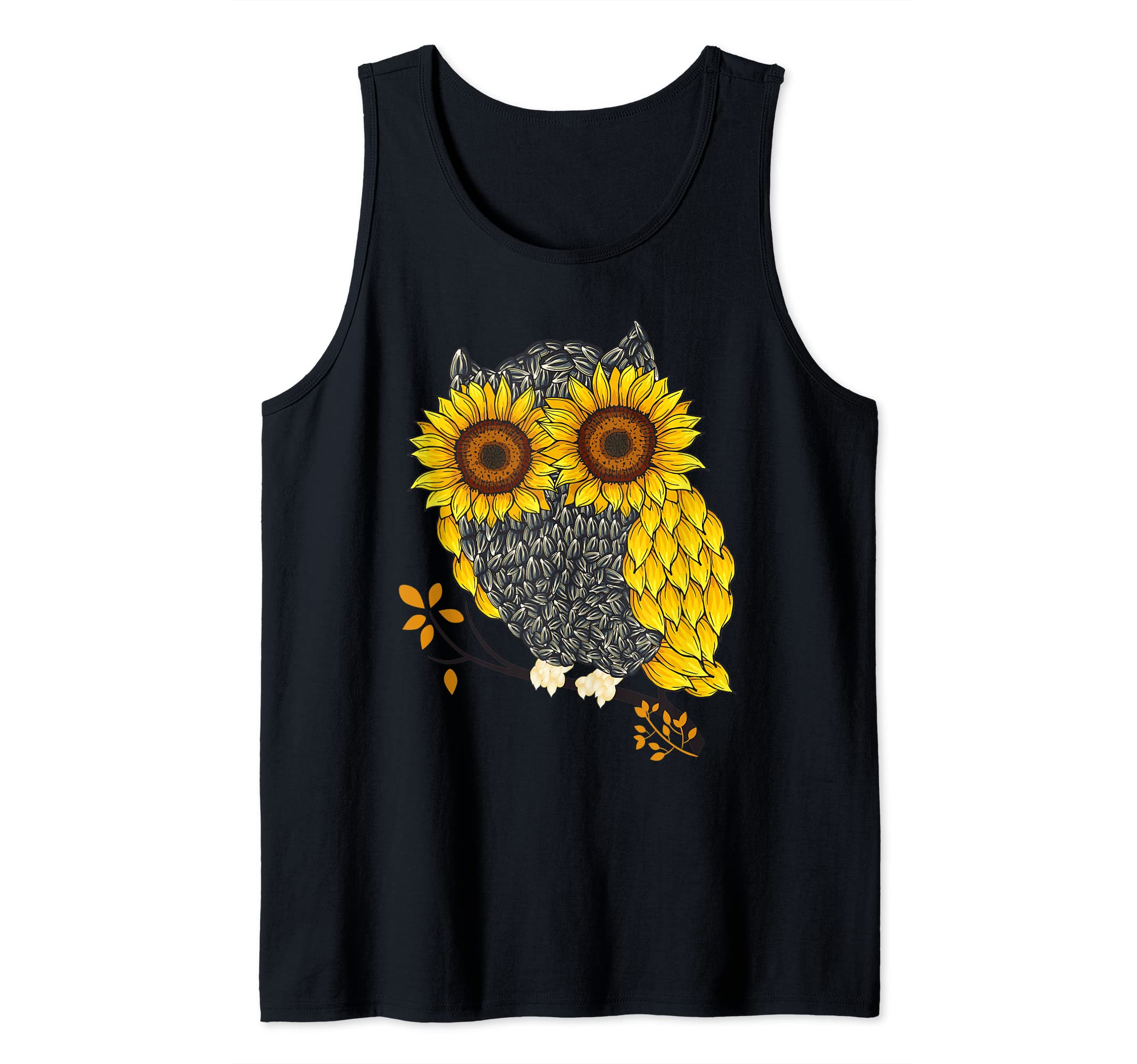 Sunflower Seeds Owl Halloween Bird Lover Women Kids Gift Tank Top