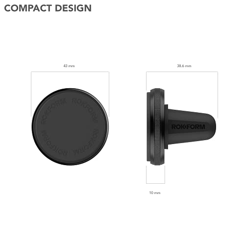 Rokform - Magnetic Air Vent Mount, Super Grip Car Truck & Van Vent Clip, Aluminum Cell Phone Holder, Removable Vent Magnet Mount, Specially Designed for Rokform Cases (Black)