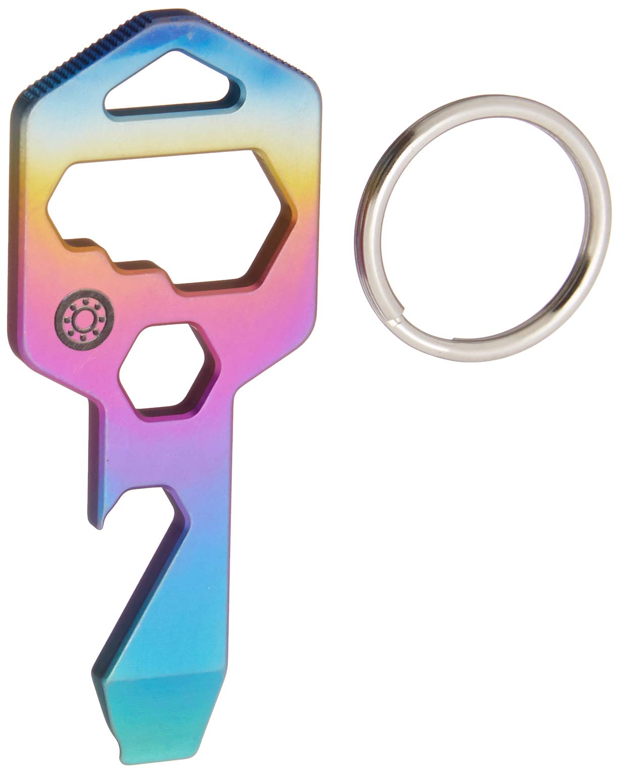 CLOSS 8 in 1 Titanium Multitool Keychain- Bottle Opener, Screwdriver and Wrench (Silver)