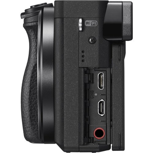 Sony Alpha a6300 Mirrorless Camera with 16-50mm Lens Black ILCE6300L/B with Soft Bag, Tripod, Additional Battery, Rode Mic, LED Light, 64GB Memory Card, Card Reader, Plus Essential Accessories
