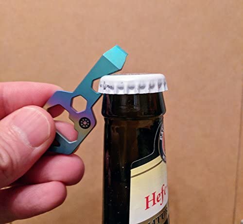 CLOSS 8 in 1 Titanium Multitool Keychain- Bottle Opener, Screwdriver and Wrench (Silver)