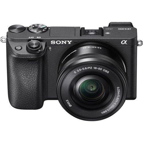 Sony Alpha a6300 Mirrorless Camera with 16-50mm Lens Black ILCE6300L/B with Soft Bag, Tripod, Additional Battery, Rode Mic, LED Light, 64GB Memory Card, Card Reader, Plus Essential Accessories