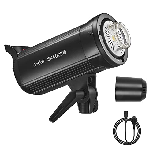 Godox SK400II-V (2023 New Upgrade) 400Ws Bowens Mount Photo Studio 5600±200K Strobe Light Built-in 2.4G Wireless X System with LED Modeling Lamp Bowens Mount Photography Flashes