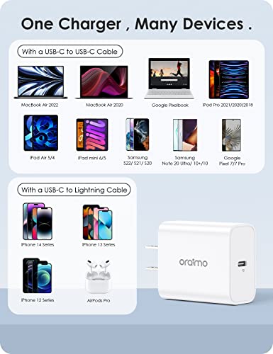 USB C Charger Block, oraimo 30W Fast Charger for MacBook Air, iPhone 14/14 Pro/14 Pro Max/13 Pro/13 Pro Max, iPad Pro, PPS Fast Charger Block for Google Pixel 7/6 Pro, Samsung Galaxy