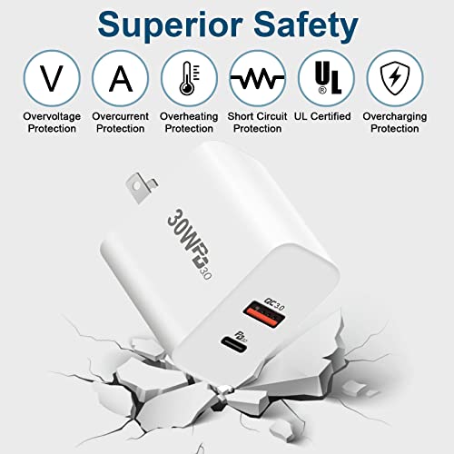 USB C Fast Charger 30W,cshare PD 3.0 USB Wall Charger,Foldable Power Adapter for Google Pixel 6 Pro,for iPhone 14pro/14/13/12/11/XR, MacBook,Pad Pro,AirPods,Galaxy S22 ultra S21, 6.6ft USB C to C Cord