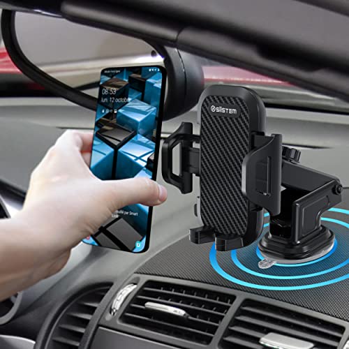 SIISTEM Phone Mount for Car, Universal Car Phone Holder Mount with Suction Cup, Release Button and Lock Mechanism, Cell Phone Holder for Car Dashboard Windshield