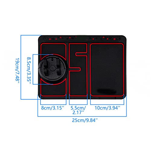 Non-slip Phone Pad for 4-in-1 Car, 2023 New Cool Glow in the Dark Car Dashboard Phone Mat with Temporary Car Parking Card Number Plate and Aromatherapy, Anti-shake Pad Universal Phone Holder (Red)