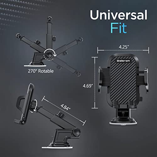 SIISTEM Phone Mount for Car, Universal Car Phone Holder Mount with Suction Cup, Release Button and Lock Mechanism, Cell Phone Holder for Car Dashboard Windshield