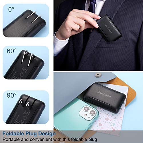 USB Wall Charger, Pofesun Dual Port USB Slim Charging Block Power Adapter with Foldable Plug Compatible for iPhone Xs/XS Max/XR/X/8 Plus/7/6S Plus,iPad,Samsung Galaxy,HTC,Moto,LG, Nexus and More-Black