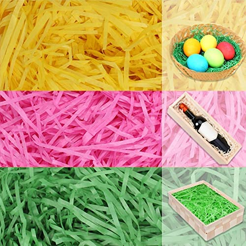 JOYIN 680 g (24 oz.) Tricolor Easter Grass is Pastel Colors (Pink, Yellow and Green) Easter Eggs Hunt, Easter Basket Stuffers/Fillers, Easter Party Favor, Easter Decor