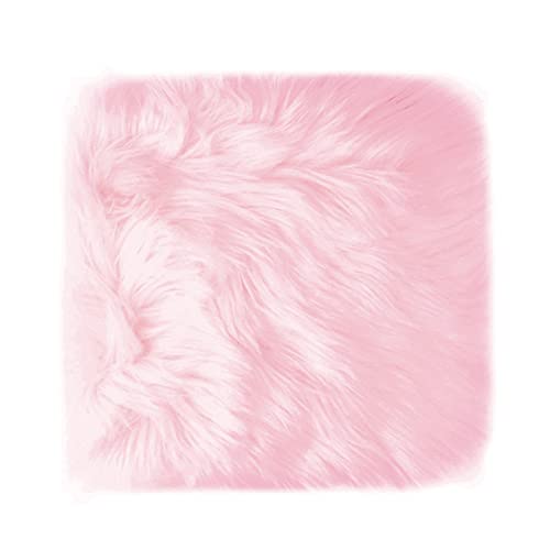 Small Product Photo Background & Luxury Photo Props, 12 Inches Small Square Faux Fur Sheepskin Cushion Fluffy Plush Area Rug, Great for Tabletop Photography, Jewelry, Nail Art, Home Decor (Pink)