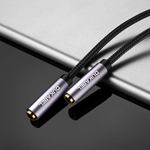 DUKABEL 3.5mm Female to Female Adapter Cable 4-Pole TRRS Female Coupler AUX Extension Cable [OFC Lossless Audio & Crystal-Nylon Braided] Aux Connector Stereo Jack Cable - TopSeries (6 inch / 15cm)