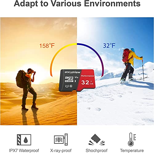 LaView 32GB Micro SD Card 10 Pack, Micro SDXC UHS-I Memory Card β 95MB/s,633X,U3,C10, Full HD Video V30, A1, FAT32, High Speed Flash TF Card P500 for Computer with Adapter/Phone/Tablet/PC